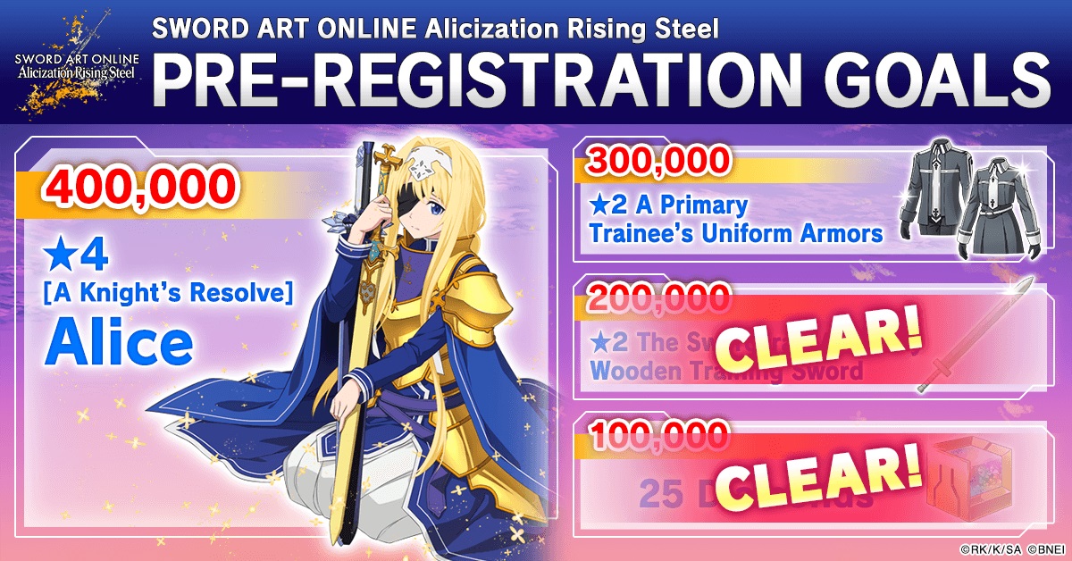 SAO: Alicization Rising Steel Global hits 200,000 pre-registrations ...