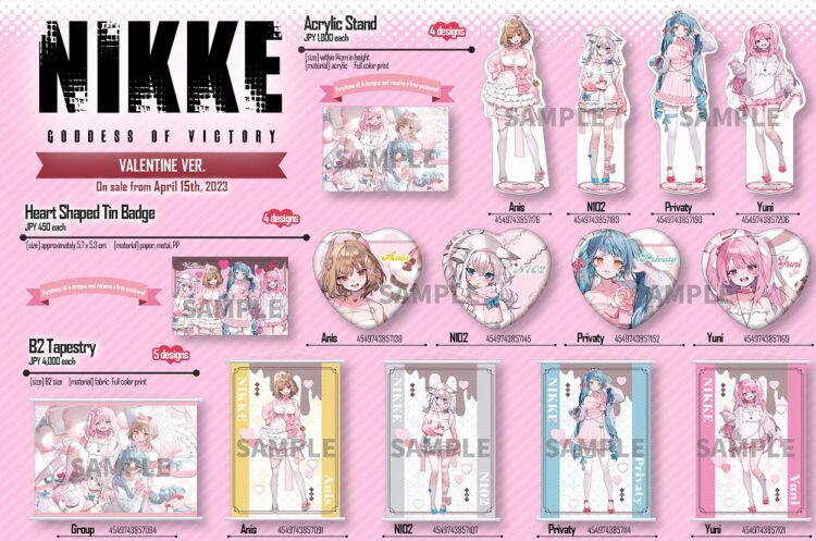 Nikke Valentine Themed Merch Featuring Anis, N102, Privaty and Yuni Up ...